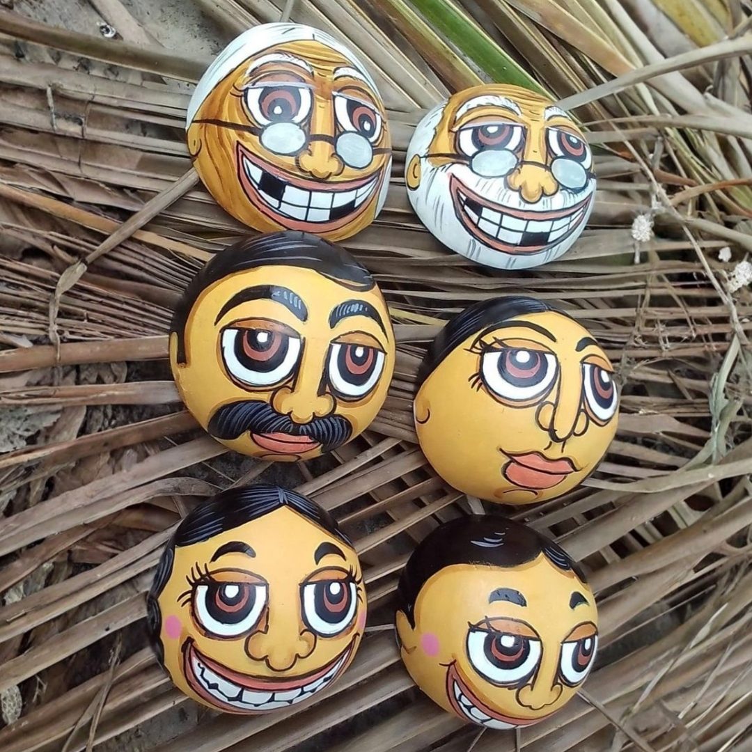 Coco Shell Kolam Face Wall Art | Eco-Friendly Home Décor