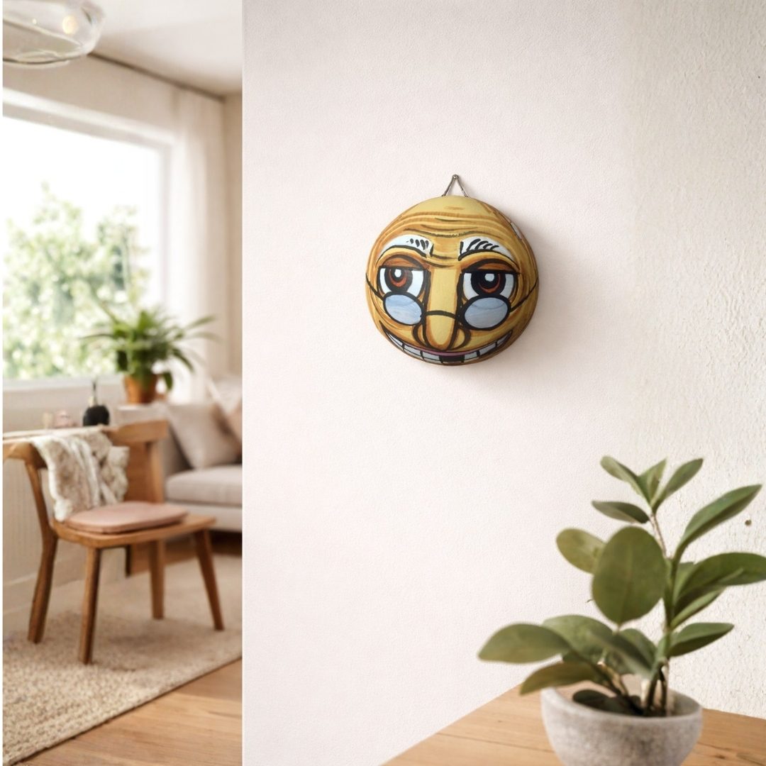 Coco Shell Kolam Face Wall Art | Eco-Friendly Home Décor